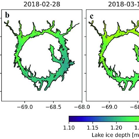 A Evolution Of The Reservoir Ice Depth Ice Thickness As Estimated