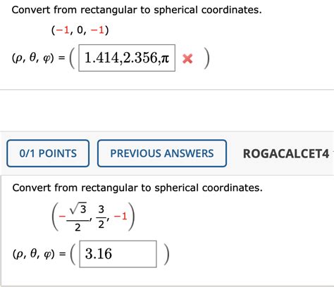 Solved Convert From Rectangular To Spherical Coordinates