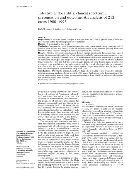 Pdf Infective Endocarditis Clinical Spectrum Presentation And