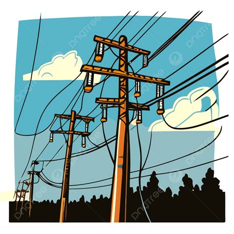 Power Lines Vector Sticker Clipart An Illustration Of Electricity