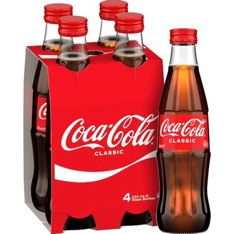 Coca Cola Classic Soft Drink Multipack Glass Bottles 300ml X 4 Pack
