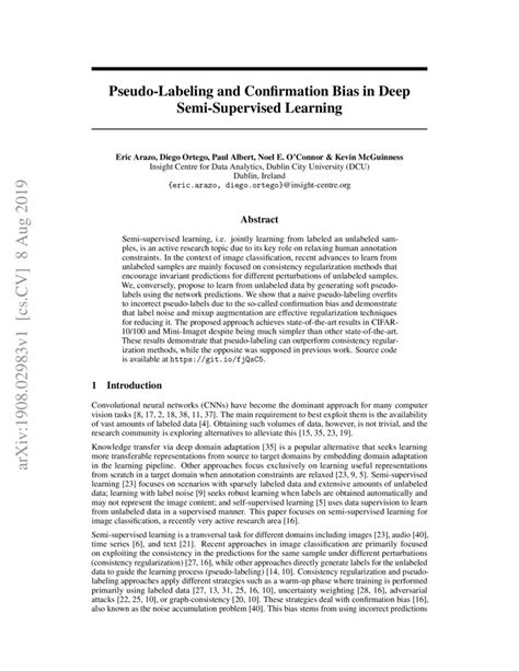 Pseudo Labeling And Confirmation Bias In Deep Semi Supervised Learning DeepAI