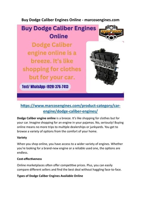 Ppt Buy Dodge Caliber Engines Online Powerpoint