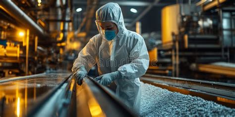 Chemical Engineer Controlling Mineral Ore Processing Line At A Factory Stock Illustration