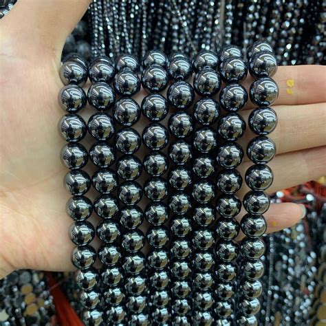 부드러운 블랙 적철광 비즈 라운드 느슨한 비즈 4 6 8 10 12mm 15 스트랜드 선택 크기 매력 비즈 보석 만들기 Diy 팔찌 5a구슬 Aliexpress