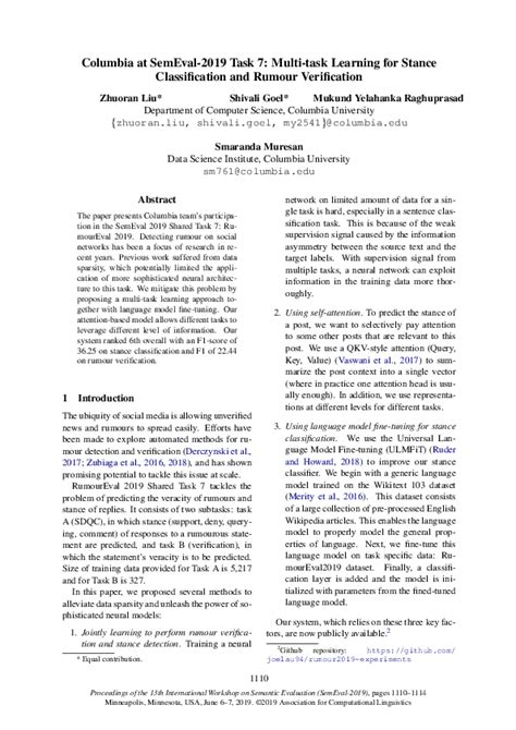 Pdf Columbia At Semeval 2019 Task 7 Multi Task Learning For Stance
