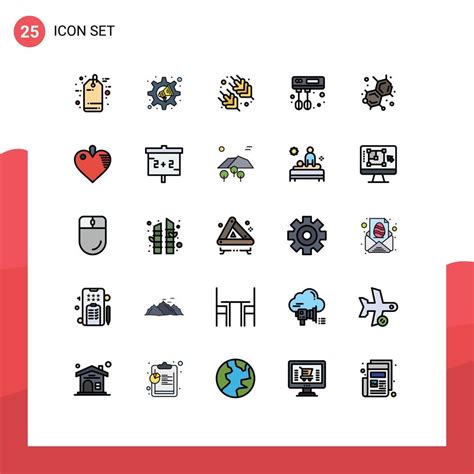 Mobile Interface Filled Line Flat Color Set Of 25 Pictograms Of Healthcare Education Rice