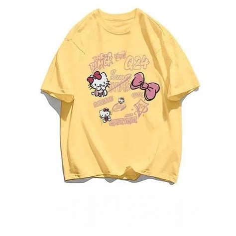 Hello Kitty T Shirt Cotton New Summer Print For Woman Clothes 90s