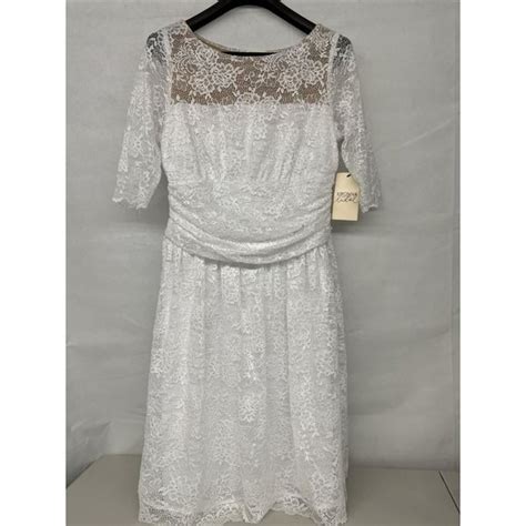 Kiyonna Bridal Dresses Kiyonna Bridal White Elbow Sleeve Knee