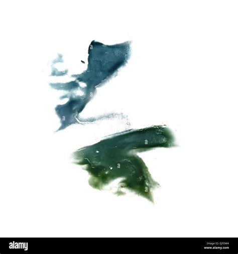 Abstract Green Watercolor Hand Painted Background Insult Rorscha Stock