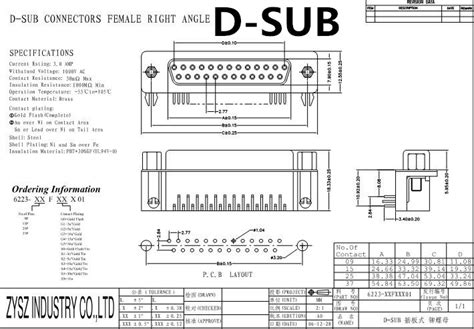 D Sub Connectors Female Right Angle 9pin15pin25pin37pin D