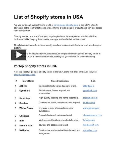 Ppt List Of Shopify Stores In Usa Powerpoint Presentation Free To