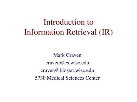 PPT Introduction To Information Retrieval IR PowerPoint Presentation ID
