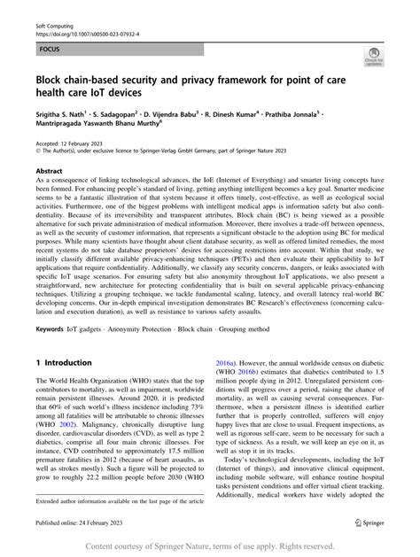 Block Chain Based Security And Privacy Framework For Point Of Care