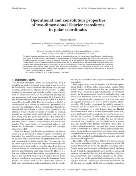 Pdf Operational And Convolution Properties Of Three Dimensional Fourier Transforms In