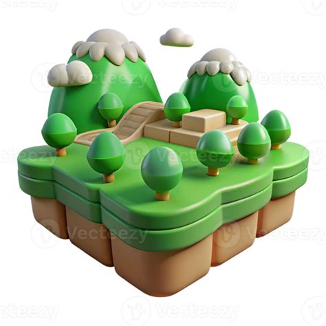 Magnificent Artistic Platformer Background Green Hills Isolated