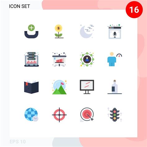 16 Thematic Vector Flat Colors And Editable Symbols Of Graph Web Medical Podcast Microphone