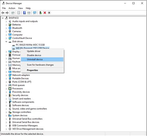 windows uninstall drive from device manager