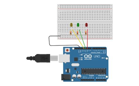 Circuit Design Traffic Lights Simulation Tinkercad