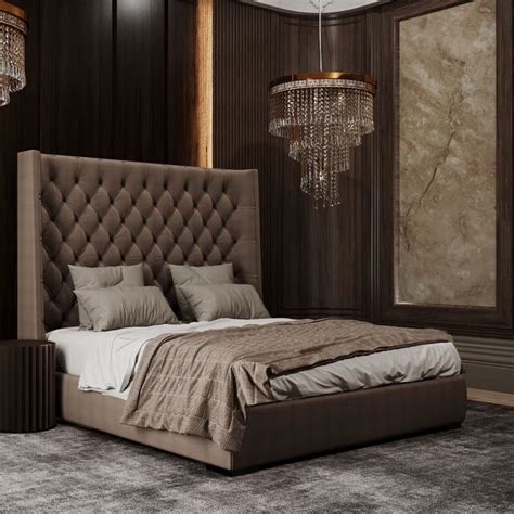 Diamond Tufted Winged Headboard Bed Sanfurnitureae