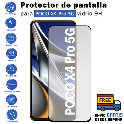 Protector De Pantalla Xiaomi Poco X4 Pro 5g Negro De Cristal Templado