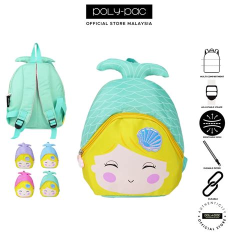 Poly Pac 10 Cute Magic Mermaid Todler Backpack Kindy Backpack School