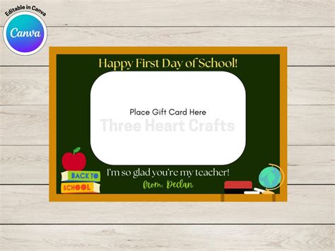 Editable Teacher T Card First Day Of School Digital Download Etsy