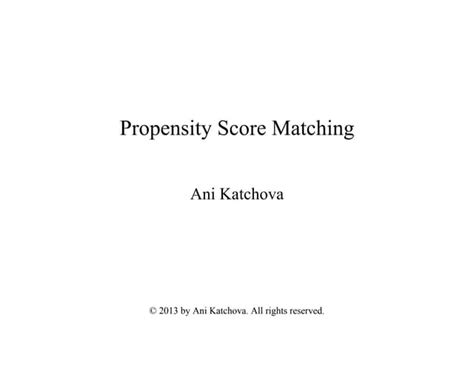 Propensity Score Matching With Deferent Methods Pdf