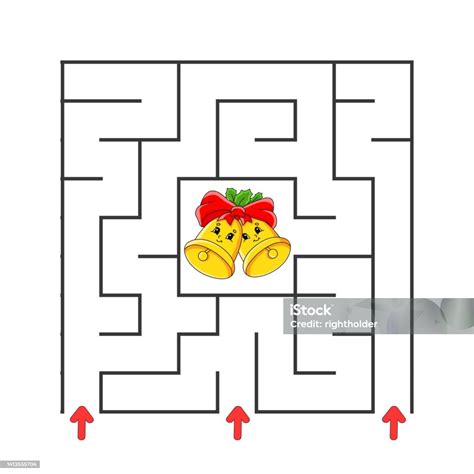 정사각형 미로 아이들을위한 게임 아이들을위한 퍼즐 만화 캐릭터 미로 수수께끼 색상 벡터 그림입니다 올바른 경로를 찾습니다 논리적