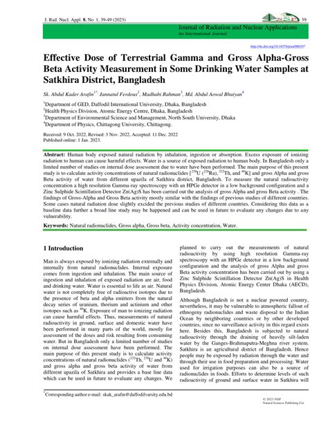 Pdf Effective Dose Of Terrestrial Gamma And Gross Alpha Gross Beta