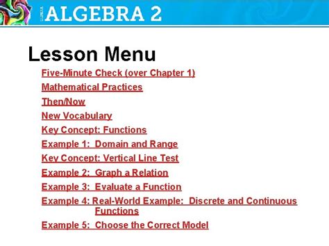 Lesson Menu Fiveminute Check Over Chapter 1 Mathematical