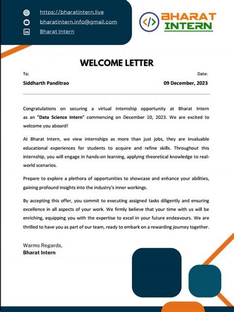 Siddharth Panditrao On Linkedin Datascience Internship Learningandgrowing Bharatintern