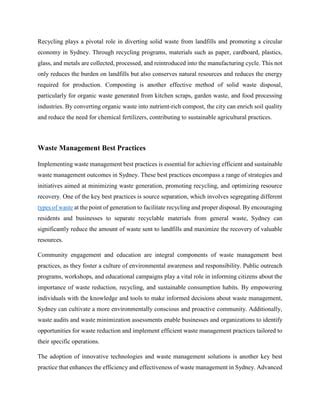 The Importance of Effective Waste Management in Sydney | PDF
