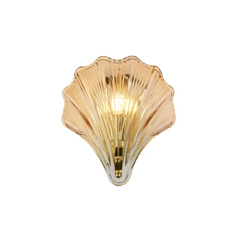 Shell Wall Light Amber Tinted Shell Shape Glass Ip44 Lightsie