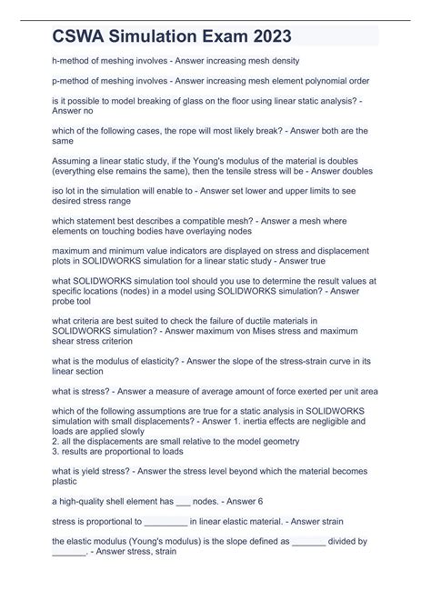 Cswa Simulation Exam 2023 Cswa Stuvia Us