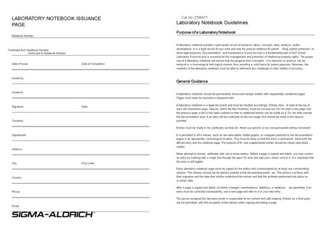 Printable Lab Notebook Paper