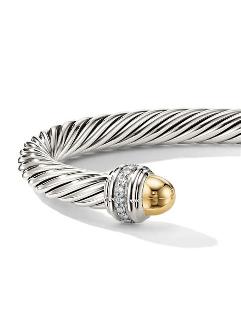 David Yurman 14kt Yellow Gold And Sterling Silver Classic Cable Diamond