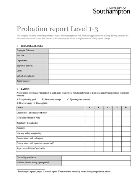 Template Probation Report Level 1 3 Pdf