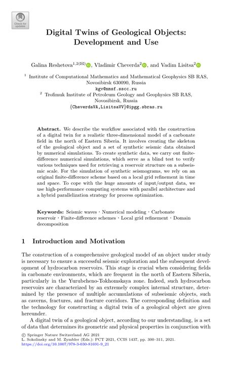 Pdf Digital Twins Of Geological Objects Development And Use