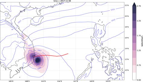 Ensemble Mean Mslp Violet Contour Lines And Ensemble Spread Coloured Download High