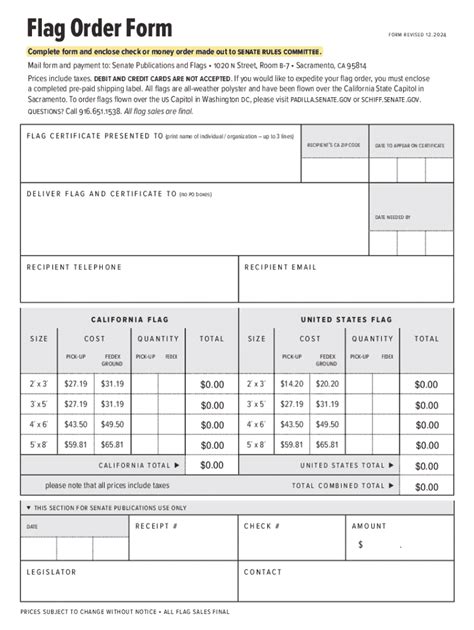 Fillable Online Flag Order Form Fax Email Print Pdffiller