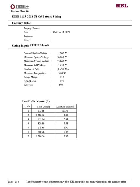 Battery Capacity Calculation 110vdc System Pdf Electrical