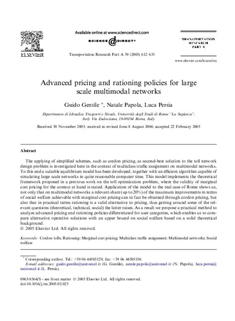Pdf Advanced Pricing And Rationing Policies For Large Scale Multimodal Networks