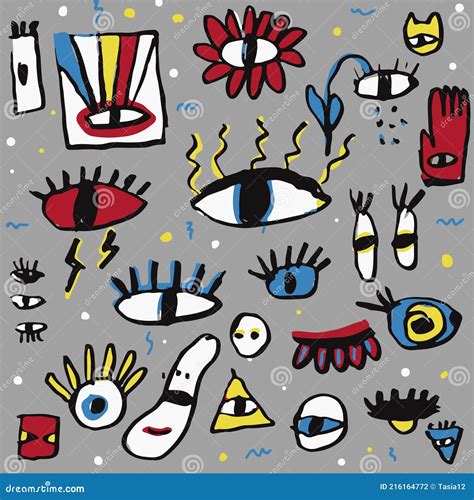 Ethnical Background With Eyes Whimsical Style Vector Illustration