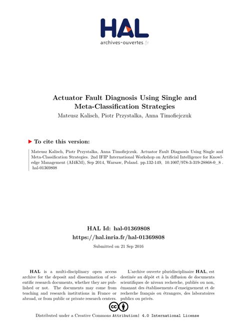 PDF Actuator Fault Diagnosis Using Single And Meta Classification Strategies