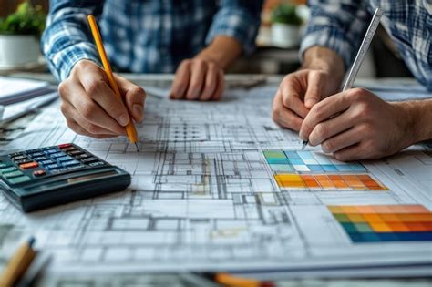 Architects Working On A Blueprint Premium Ai Generated Image