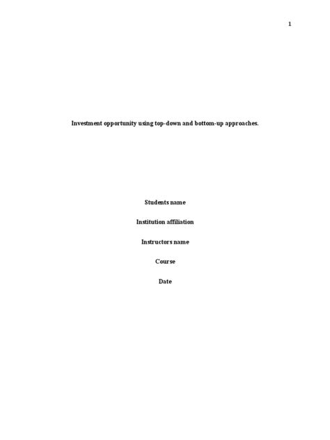 Investment Opportunity By Using Top Down And Bottom Up Approaches Pdf Solar Power Deferral