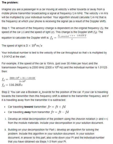Solved Equation To Calculate The Doppler Shift Is Fd Cft