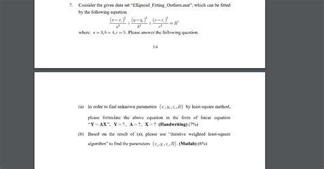 Solved 7 Consider The Given Data Set Ellipsoid Fitting Chegg Com