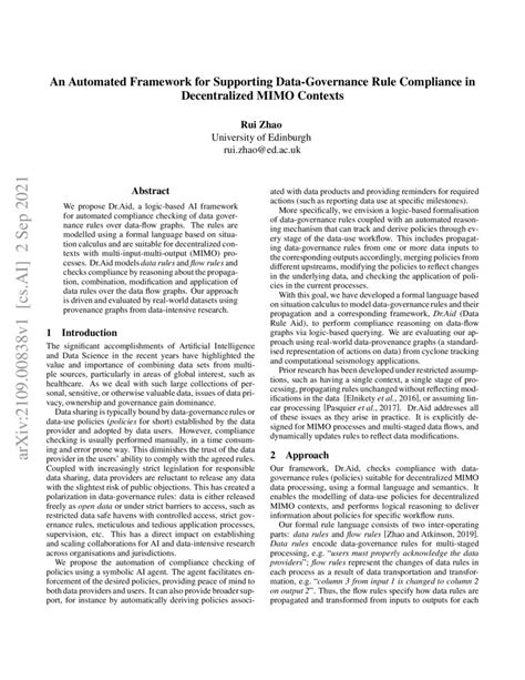 An Automated Framework For Supporting Data Governance Rule Compliance